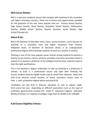 B.Ed. Course Details | PPT