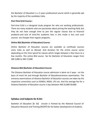 B.Ed. Course Details | PPT