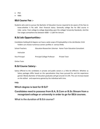 B.Ed. Course Details | PPT