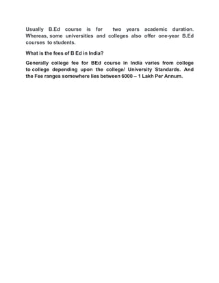 B.Ed. Course Details | PPT