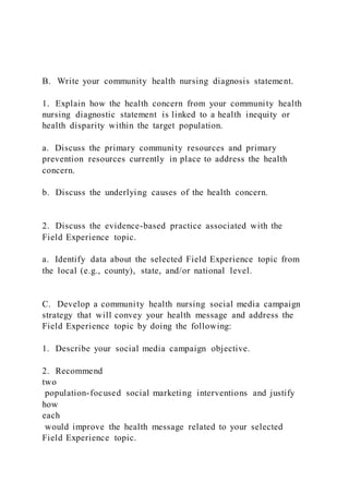 B. Write your community health nursing diagnosis statement. | PDF