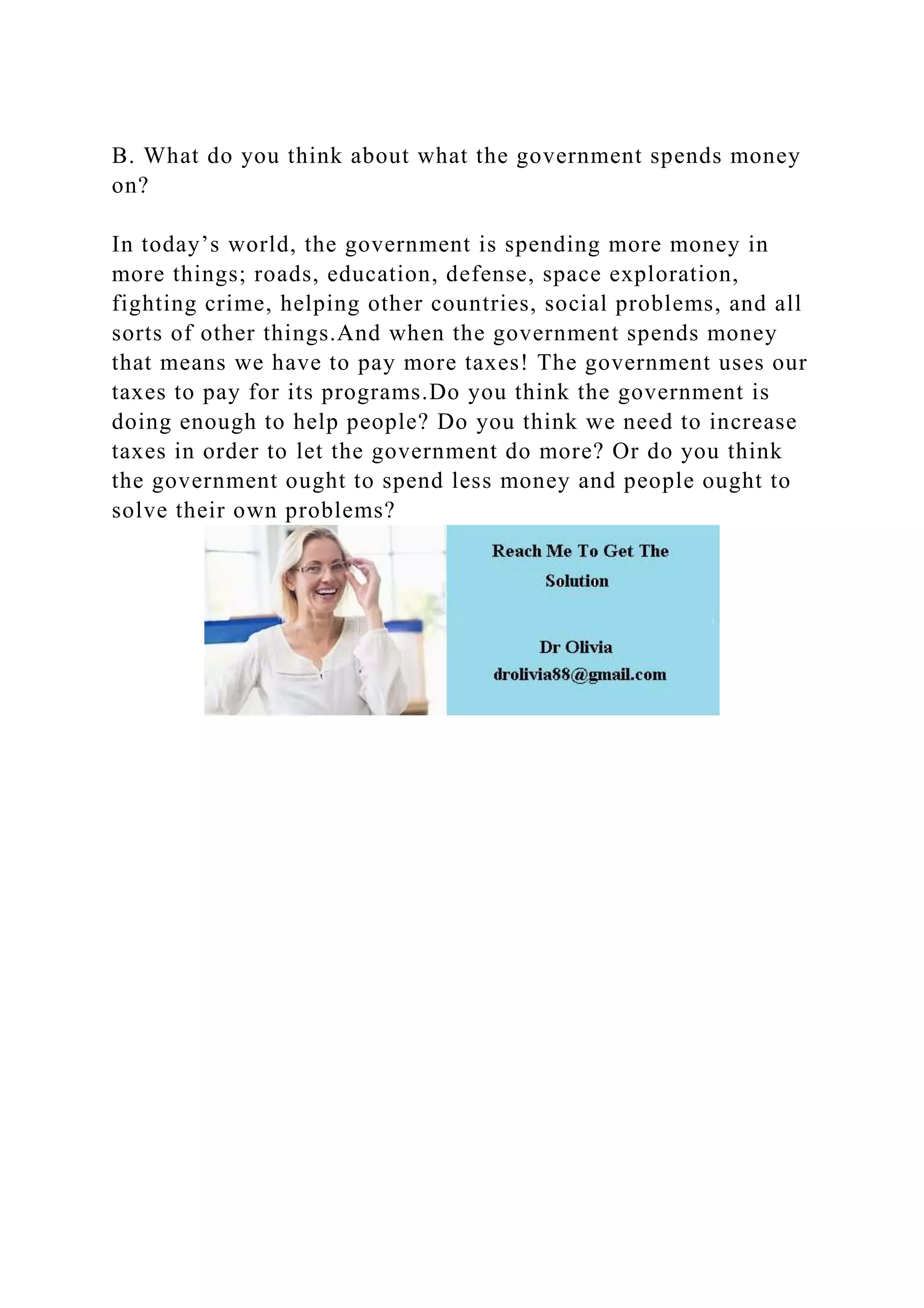 B. What do you think about what the government spends money onI.docx