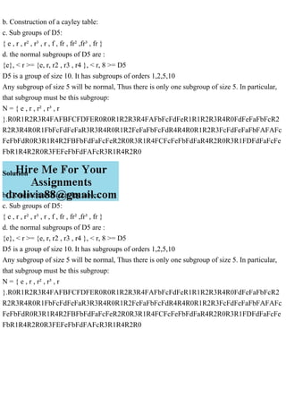 b. Construction of a cayley tablec. Sub groups of D5{ e , r , .pdf