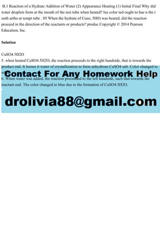 B.1 Reaction of a Hydrate Addition of Water (2) Appearance Heating (1 ...