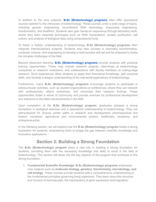 B.Sc In Biotechnology | PDF