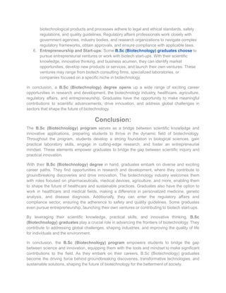 B.Sc In Biotechnology | PDF