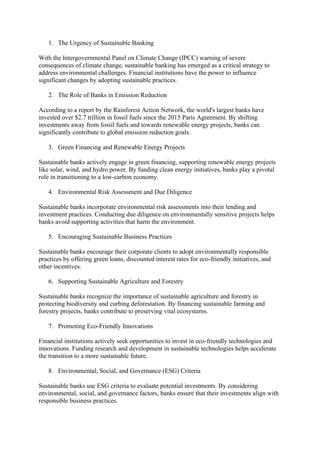 Banking with a Green Heart: Embracing Sustainable Practices for ...