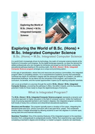 B.sc hons +M.sc Integrated computer science | PDF