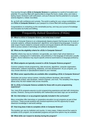 B.sc In Computer Science | PDF | Operating Systems | Computer Software ...