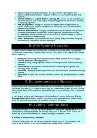 B.sc In Computer Science | PDF | Operating Systems | Computer Software and Applications