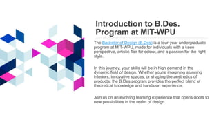 A Guide to B.Des Course at MIT-WPU | PPTX
