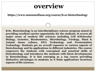 B.Sc. Biotechnology Hons. | PPTX