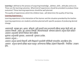 B.Ed. 104 , 1.5 Criteria for selection of a good learning experiences ...