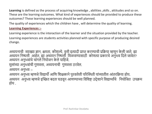 B.Ed. 104 , 1.5 Criteria for selection of a good learning experiences ...