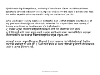 B.Ed. 104 , 1.5 Criteria for selection of a good learning experiences ...