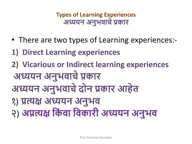 B.Ed. 104 , 1.5 Criteria for selection of a good learning experiences ...