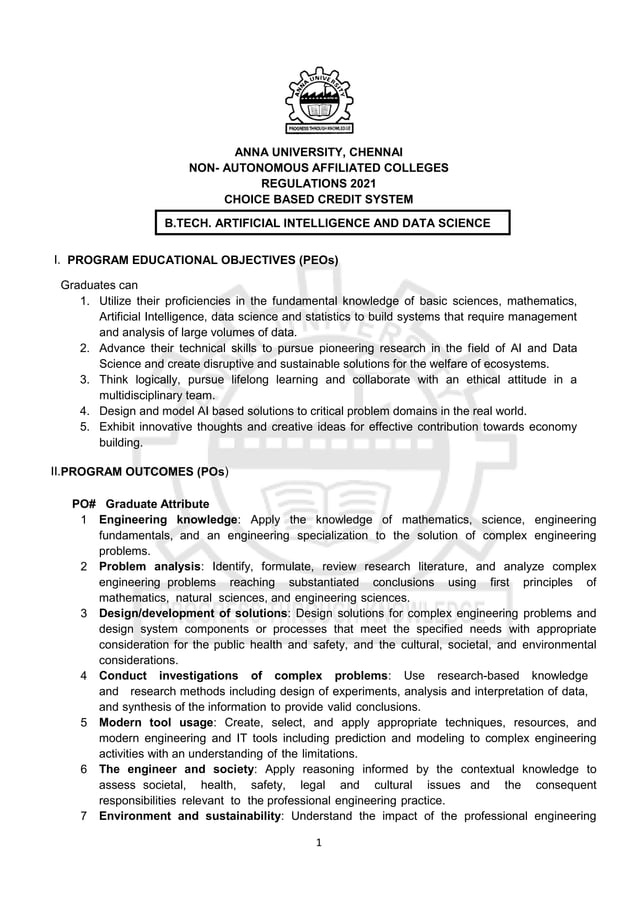 B.Tech.AIDS syllabus anna university .pdf | Technology Industry ...