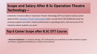 B.Sc Operation Theatre Technology Jobs, Scope, Salary in India | PPTX