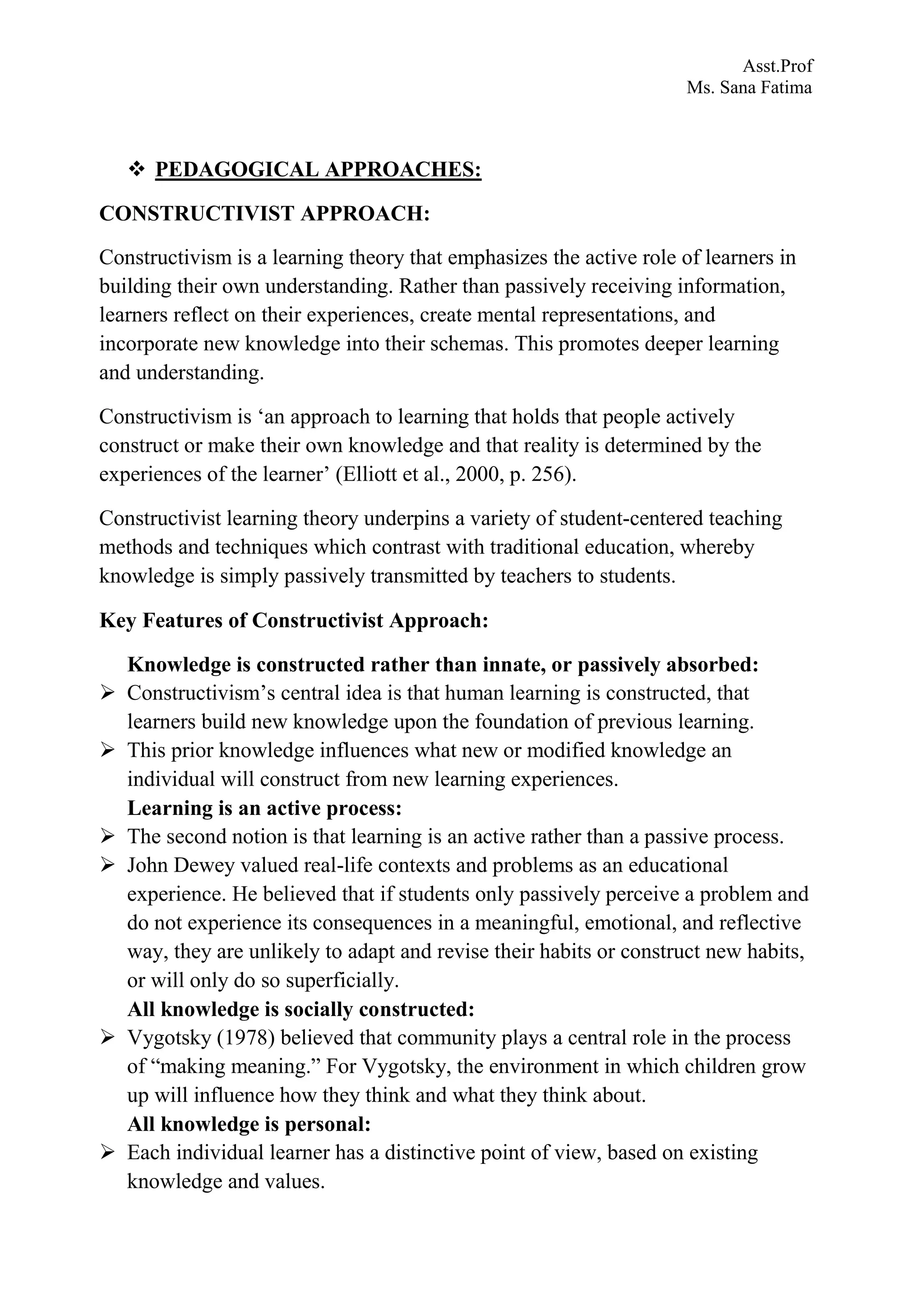 B.Ed Pedagogical Approaches at the Secondary Stage. | PDF