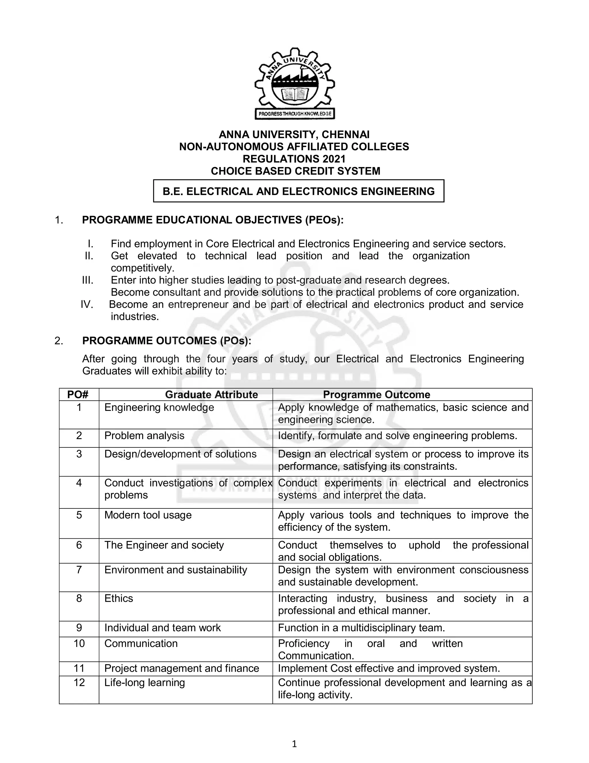 B E Eee 2021 Reg Pdf Syallabus Anna University Pdf