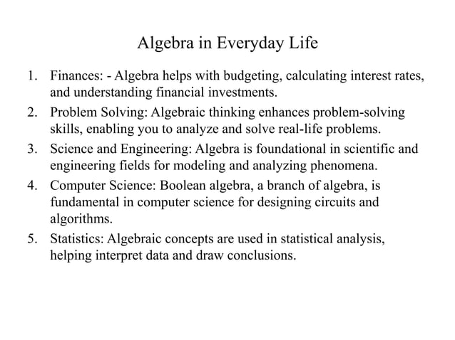 What is algebra and its building blocks. Algebra in your life and it's ...