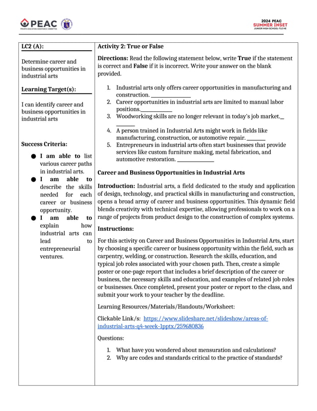B. sample LEARNING PLAN for gr 7 matatag | DOCX