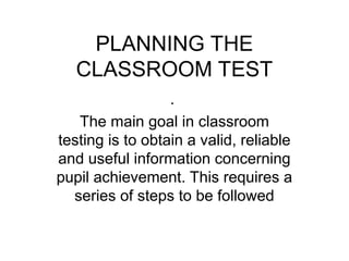 Planning the Classroom Test and Evaluation | PPT
