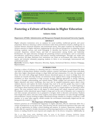 Fostering a Culture of Inclusion in Higher Education (www.kiu.ac.ug) | PDF