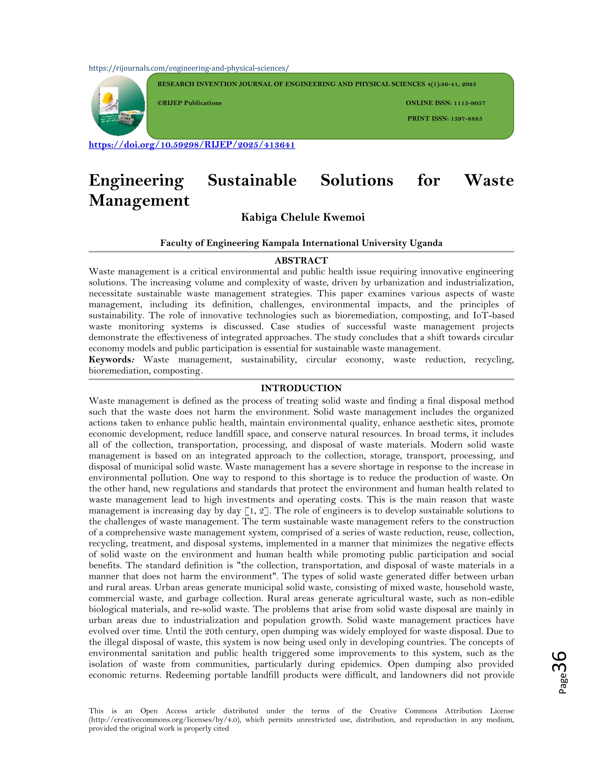 Engineering Sustainable Solutions for Waste Management (www.kiu.ac.ug ...