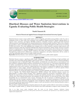 Diarrheal Diseases and Water Sanitation Interventions in Uganda ...