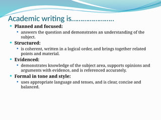 BASIS OF ACADEMIC WRITING in English Language | PPTX