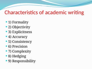 BASIS OF ACADEMIC WRITING in English Language | PPTX