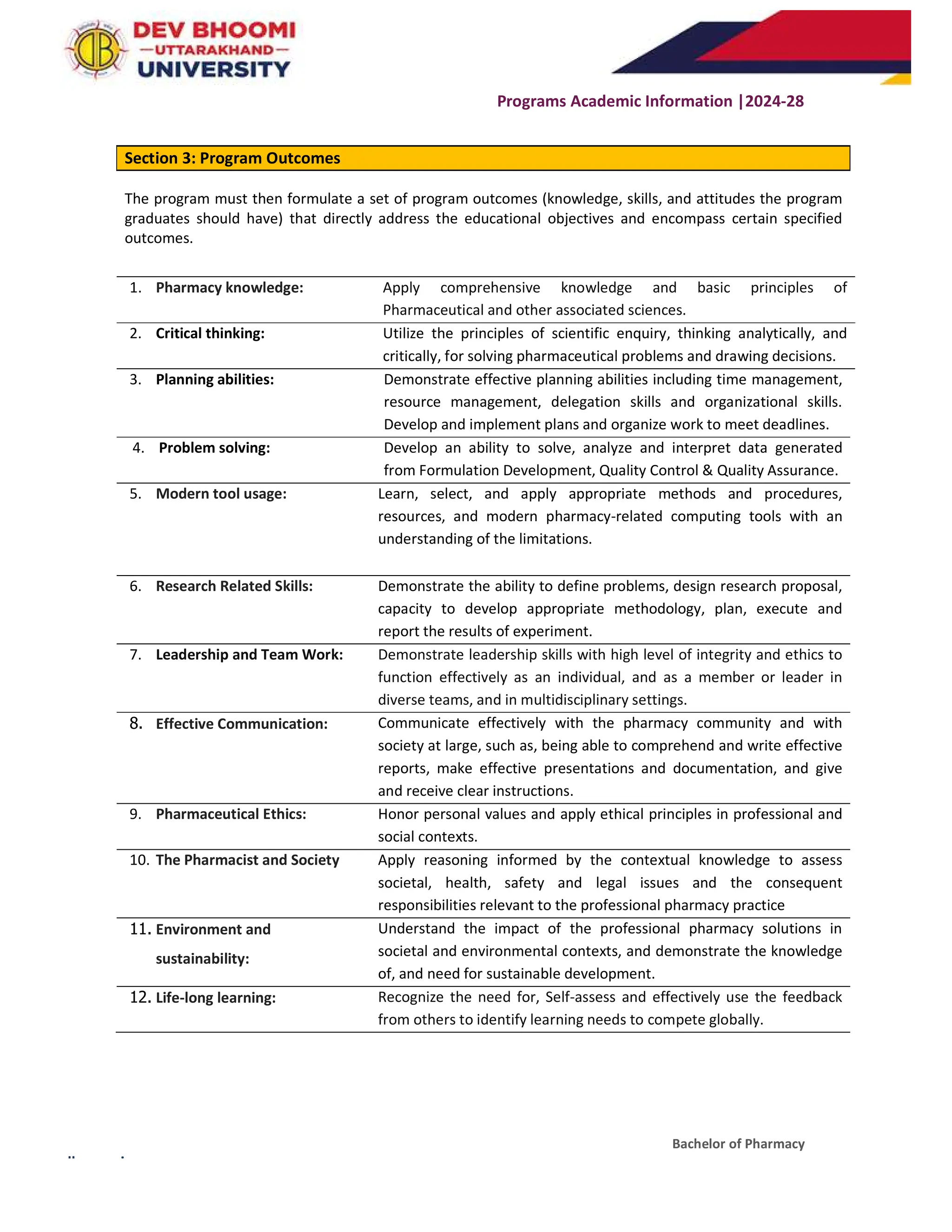 B.Pharmacy Course 2024-28 Syllabus Pdf.. | PDF