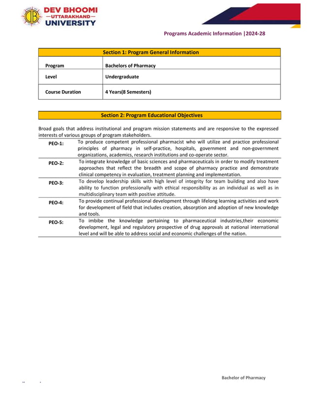 B.Pharmacy Course 2024-28 Syllabus Pdf.. | PDF