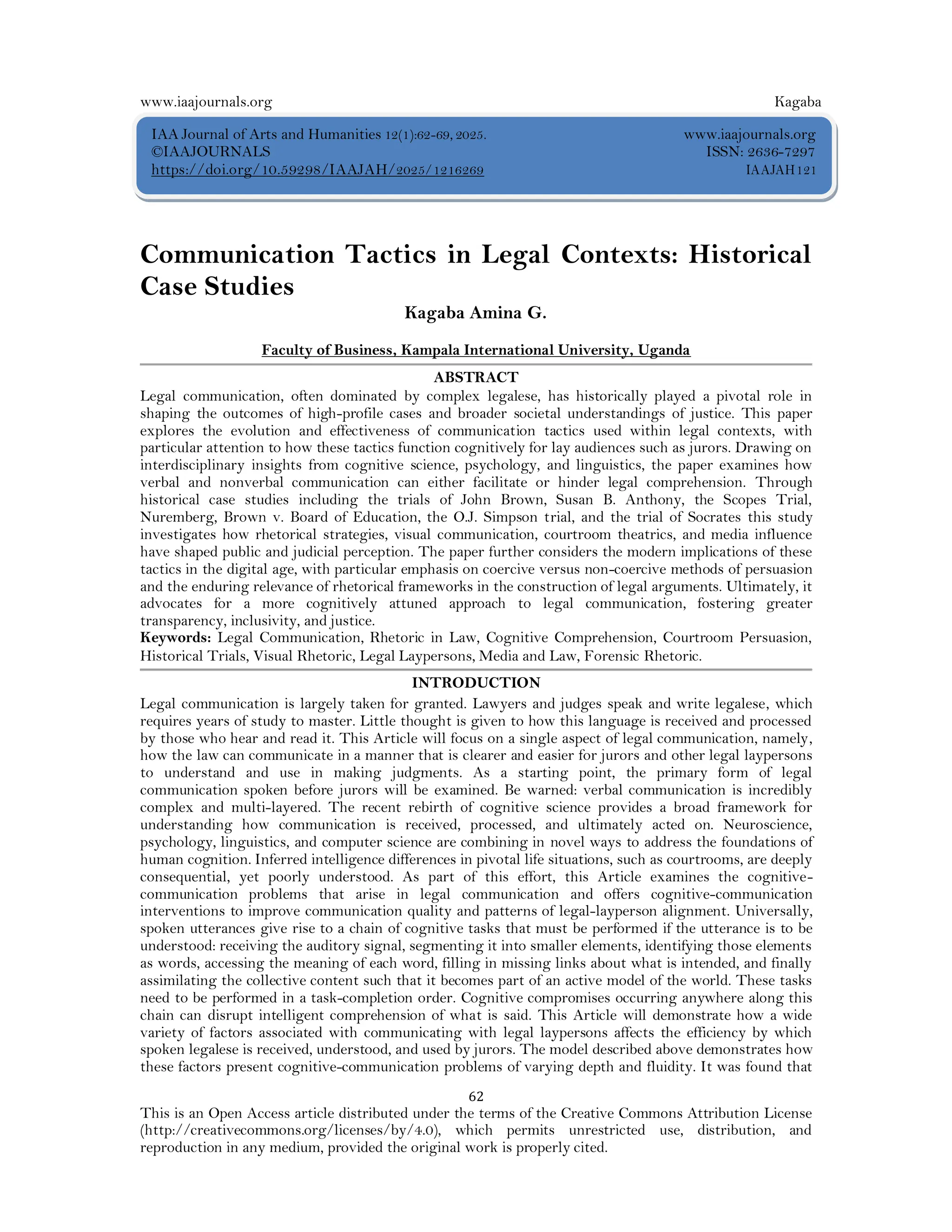 Communication Tactics in Legal Contexts: Historical Case Studies (www ...
