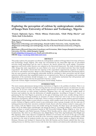 Exploring the perception of cultism by undergraduate students of Enugu State University of ...