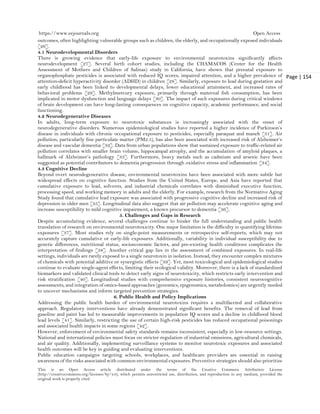 Environmental Neurotoxins and Human Brain Health: A Critical Review of ...