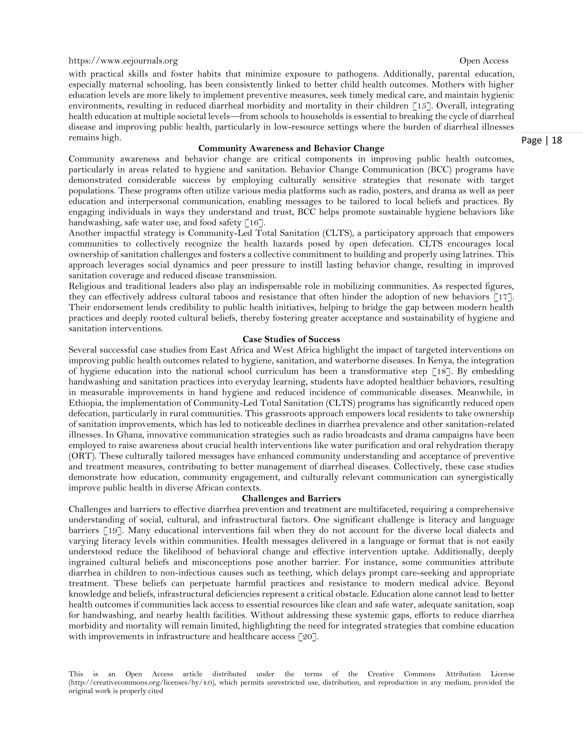 The Role of Education and Community Awareness in Future Diarrhea ...