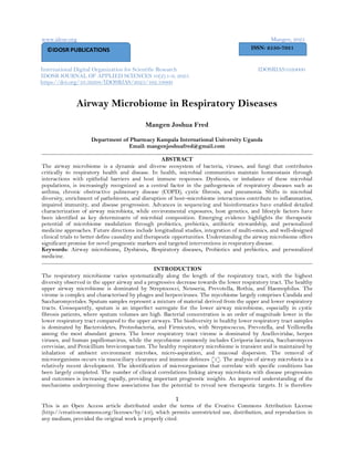 Airway Microbiome in Respiratory Diseases (www.kiu.ac.ug) | PDF