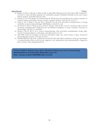 Microbiome Signatures in Cancer Immunotherapy (www.kiu.ac.ug) | PDF