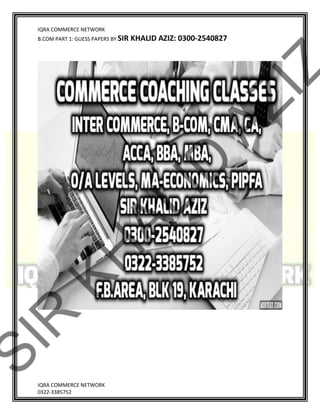 B com Part 1, Guess Papers 2020 | PDF