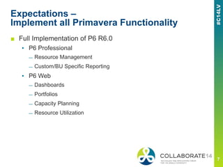B E Aerospace case study - Oracle Primavera P6 Collaborate 14 | PDF