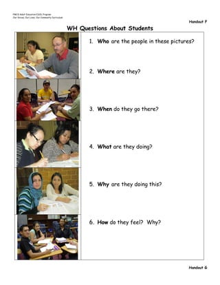 B. introduction to wh questions handouts a - n | PDF | Adult Education ...