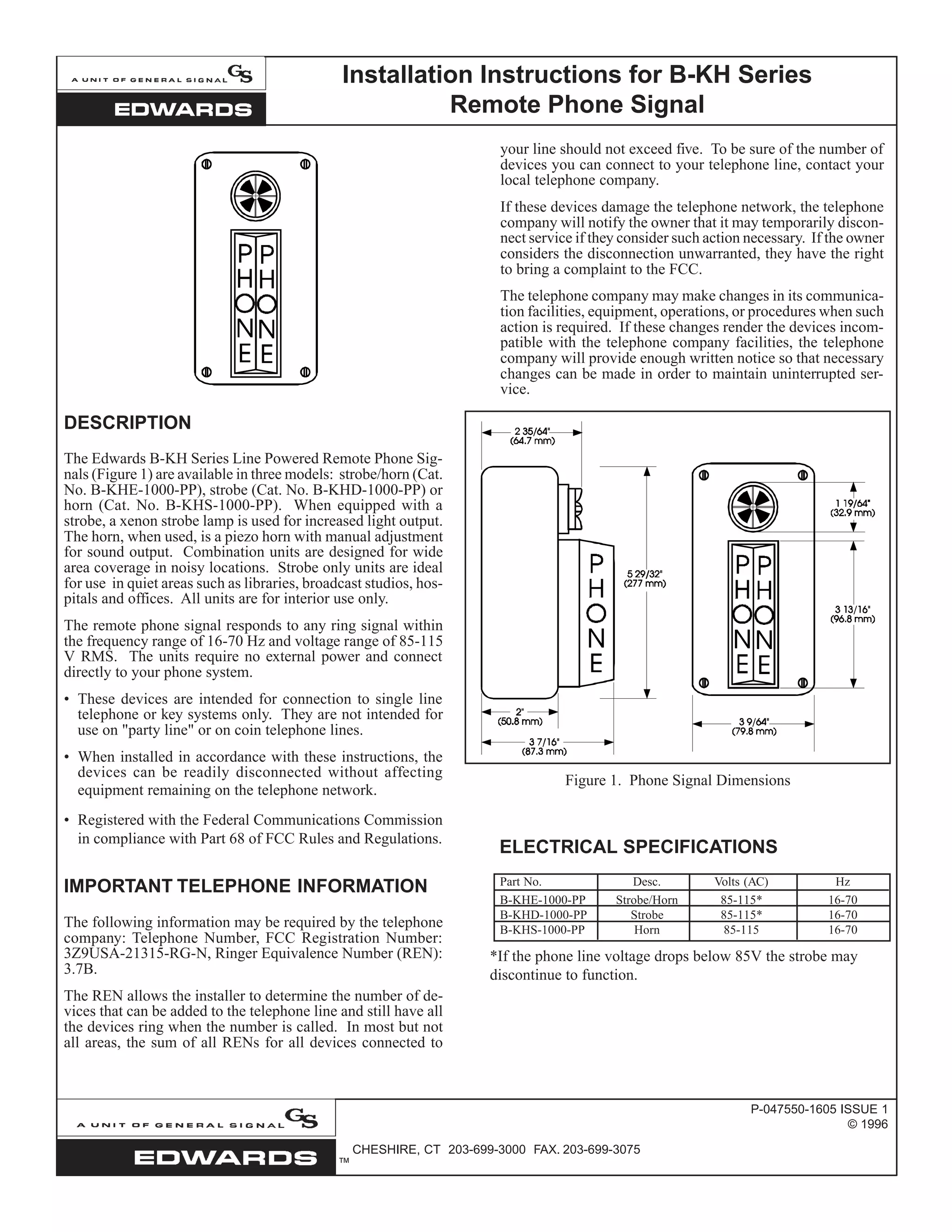 Edwards Signaling B-KHD-1000-PP Installation Manual | PDF