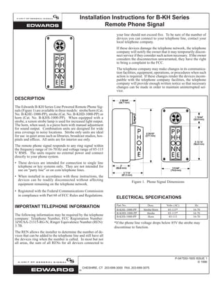 Edwards Signaling B-KHD-1000-PP Installation Manual | PDF