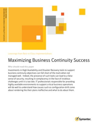 Maximizing Business Continuity Success | PDF | IT and Internet Support | Internet