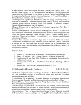 Metallurgy and Materials Engineering Syllabus | PDF