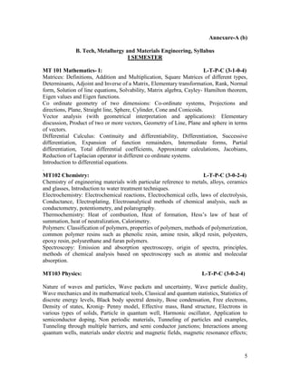 Metallurgy and Materials Engineering Syllabus | PDF