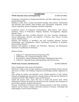 Metallurgy and Materials Engineering Syllabus | PDF