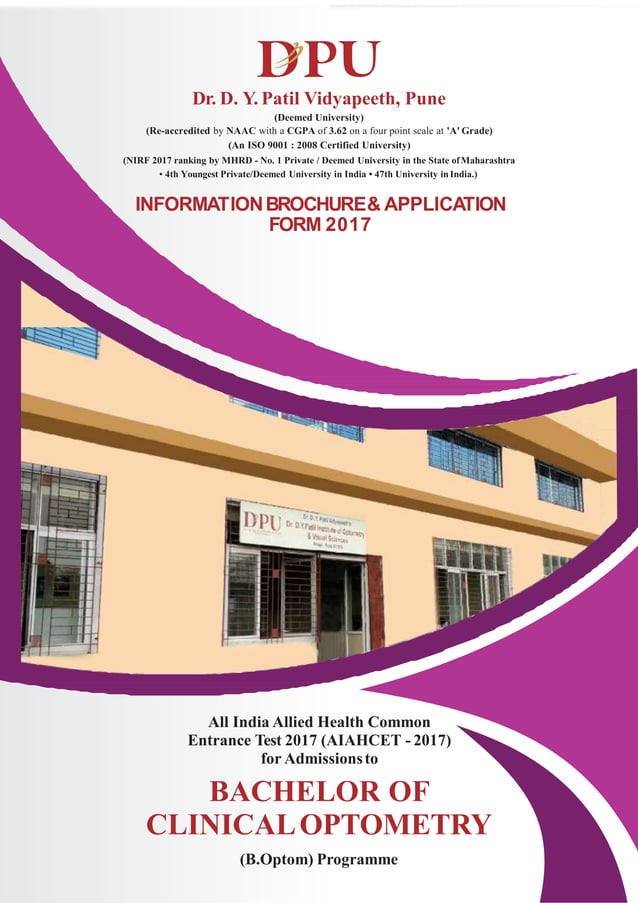 Optometry course details | Admissions open for 2017 | PDF